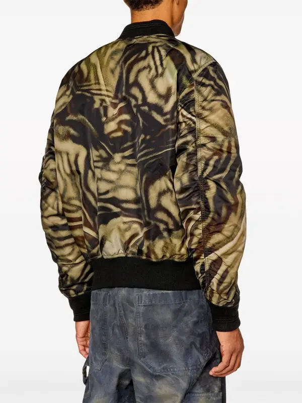 DIESEL® Abstract Print Bomber Jacket - Black