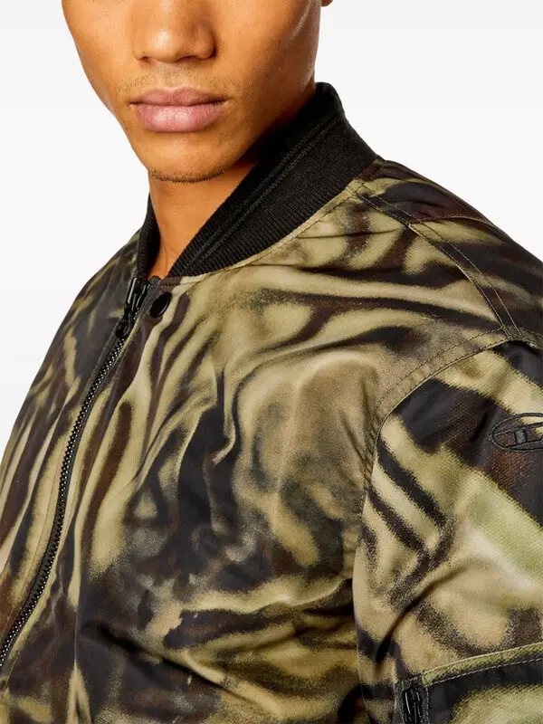 DIESEL® Abstract Print Bomber Jacket - Black