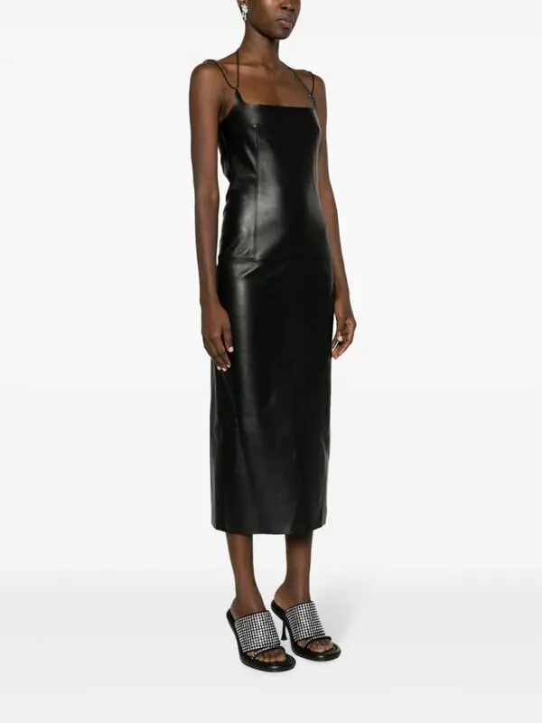 Attico Halterneck Leather Midi Dress