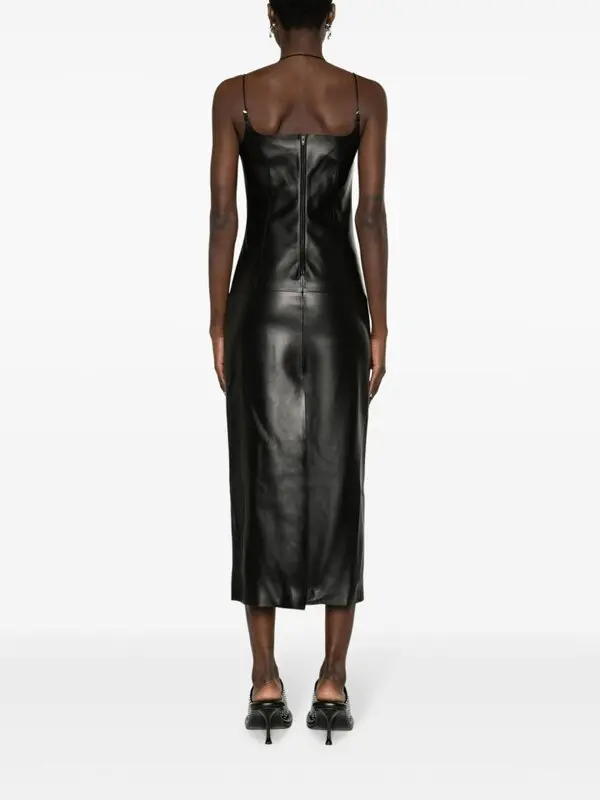 Attico Halterneck Leather Midi Dress