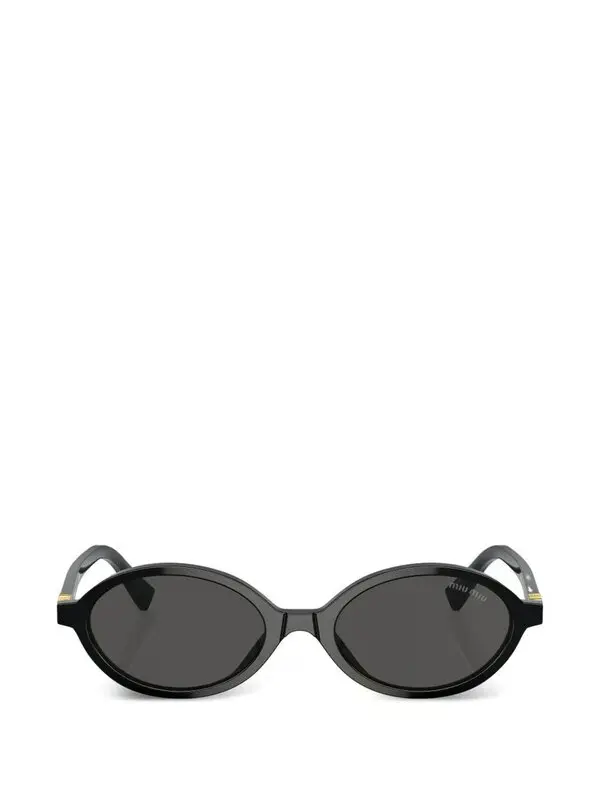 Miu Miu Logo-lettering Oval Sunglasses - Black