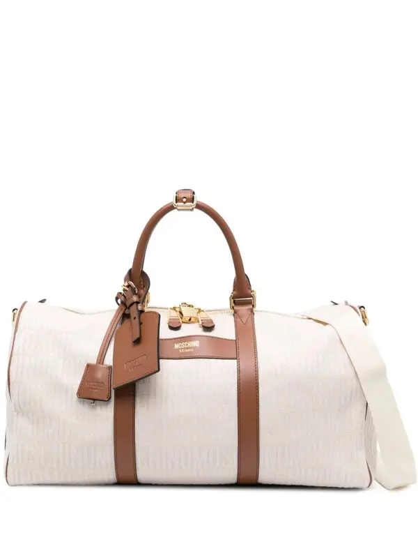Moschino Logo-jacquard Duffle Bag - Neutrals