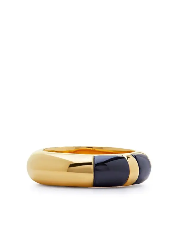 Monica Vinader Kate Young Striped D-shape Band Ring - Gold