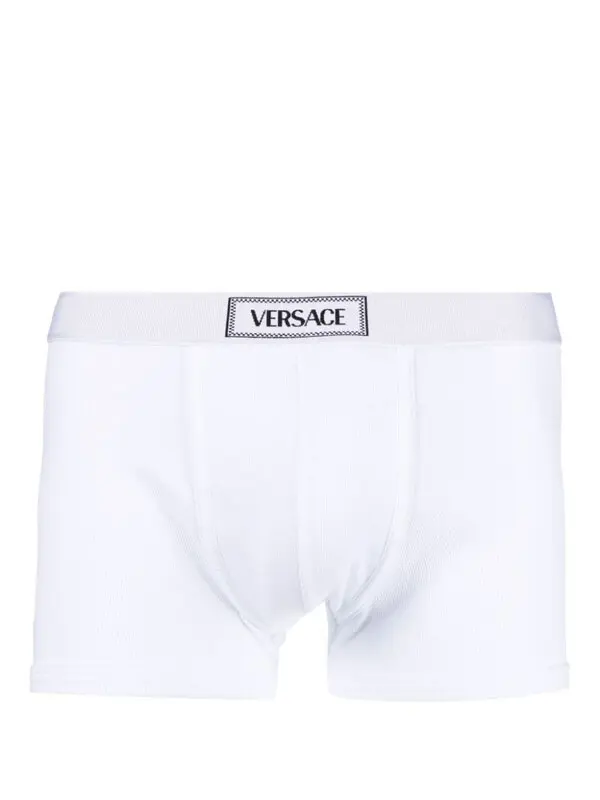 Versace 90s Logo Ribbed Briefs - White
