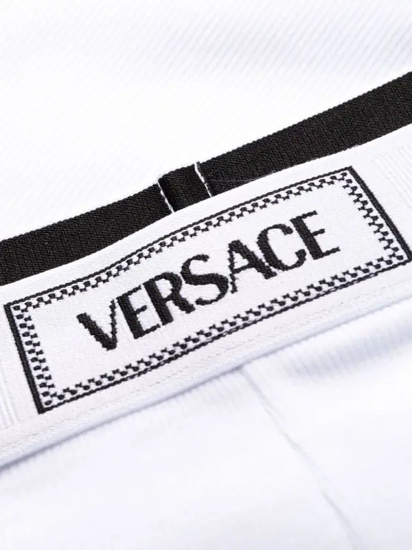 Versace Cotton Ribbed Trunks - White