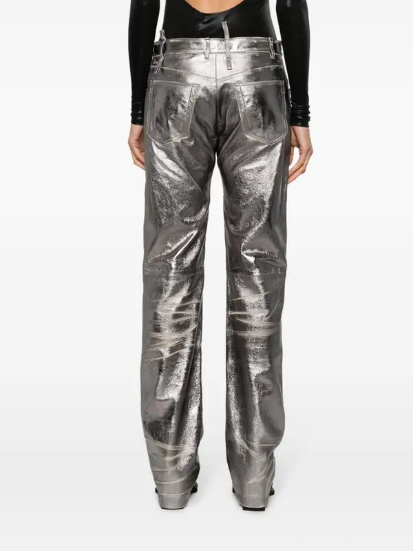 Attico Distressed Straight-leg Leather Trousers