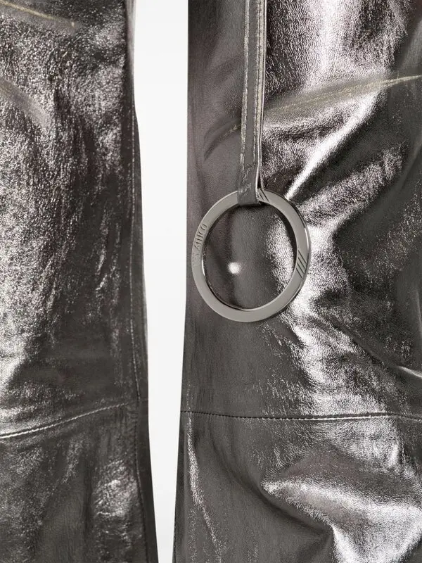 Attico Distressed Straight-leg Leather Trousers