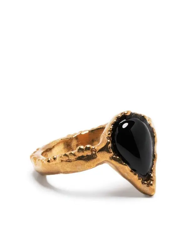 ALIGHIERI The Teardrop Of The Night Onyx Ring - Gold