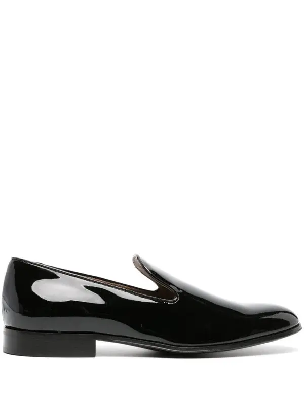 GIANVITO ROSSI Patent-finish Leather Loafers - Black