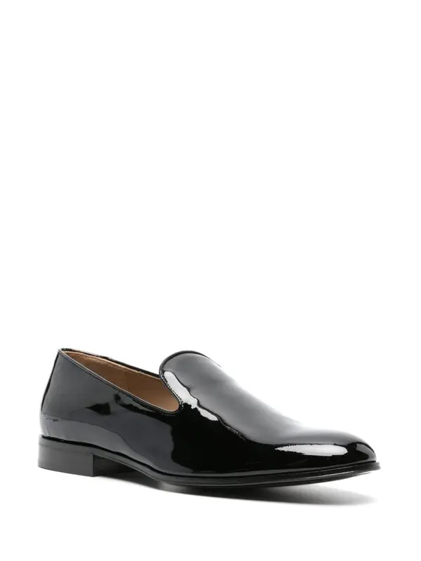GIANVITO ROSSI Patent-finish Leather Loafers - Black