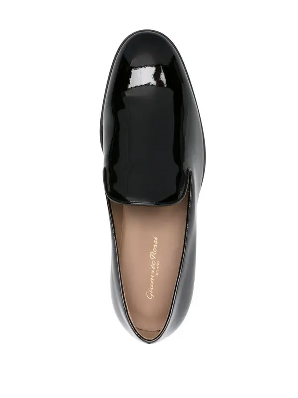GIANVITO ROSSI Patent-finish Leather Loafers - Black