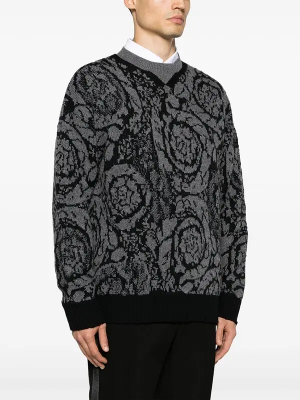 Versace Barocco-intarsia Wool Jumper