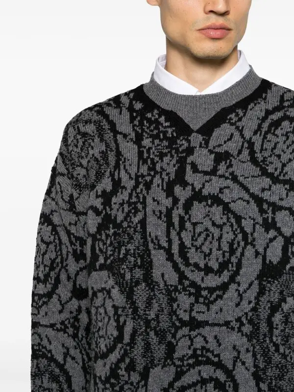 Versace Barocco-intarsia Wool Jumper