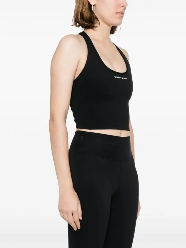 SPORTY & RICH Logo-print Crop Top - Black