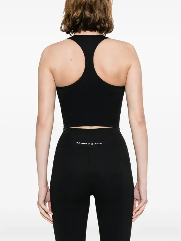 SPORTY & RICH Logo-print Crop Top - Black