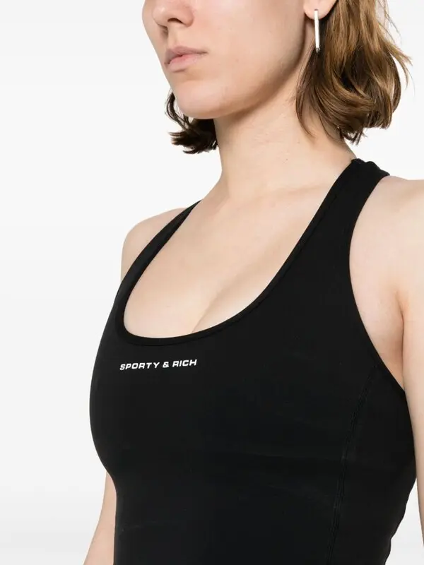 SPORTY & RICH Logo-print Crop Top - Black