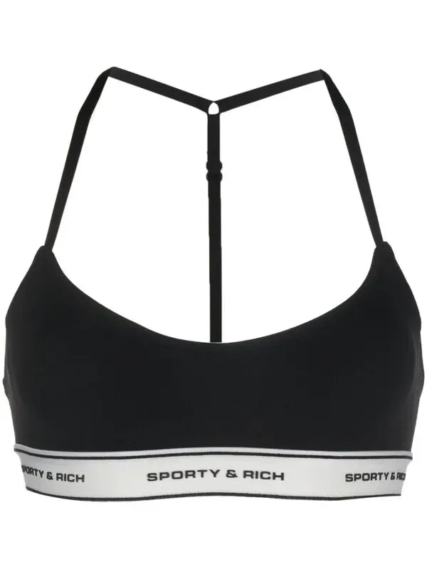 SPORTY & RICH Logo-underband Sports Bra - Black