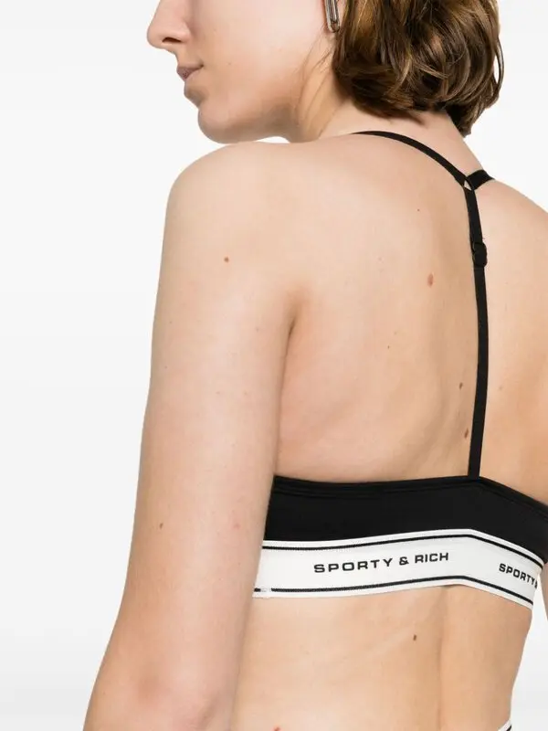 SPORTY & RICH Logo-underband Sports Bra - Black