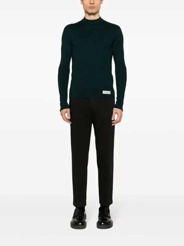 Balmain Mock-neck Merino Jumper - Green