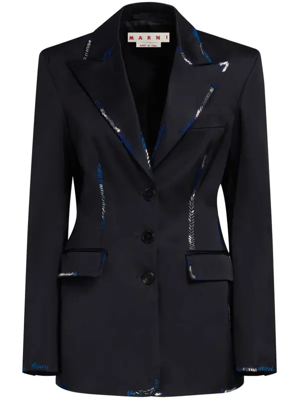 Marni Bead-embellished Single-breasted Blazer