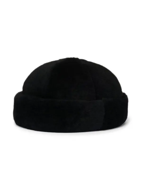 Prada Shearling Hat With Triangle Logo