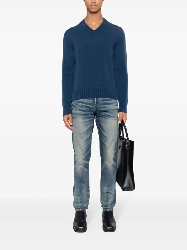 TOM FORD Ribbed-knit V-neck Jumper