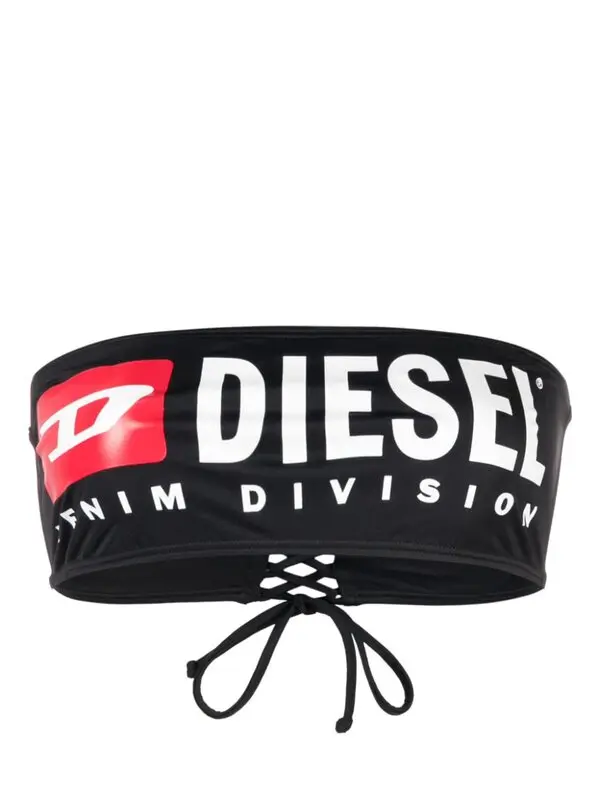DIESEL Bfb-bryna Logo-print Bikini Top - Black