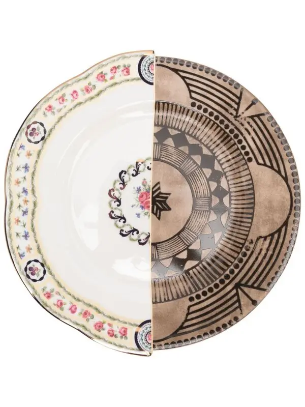 SELETTI Hybrid Hobyo Colour-block Dinner Plate - White