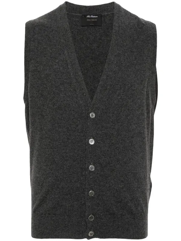 DELL'OGLIO V-neck Cashmere Vest - Grey