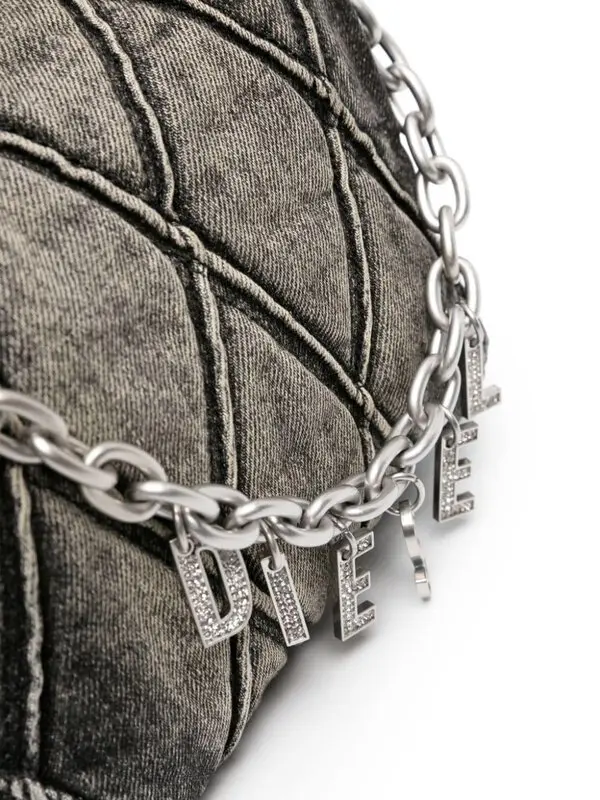 DIESEL® Small Logo-charm Quilted Denim Bag - Black
