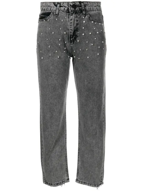 ANA RADU Crystal-embellished Cropped Jeans - Grey