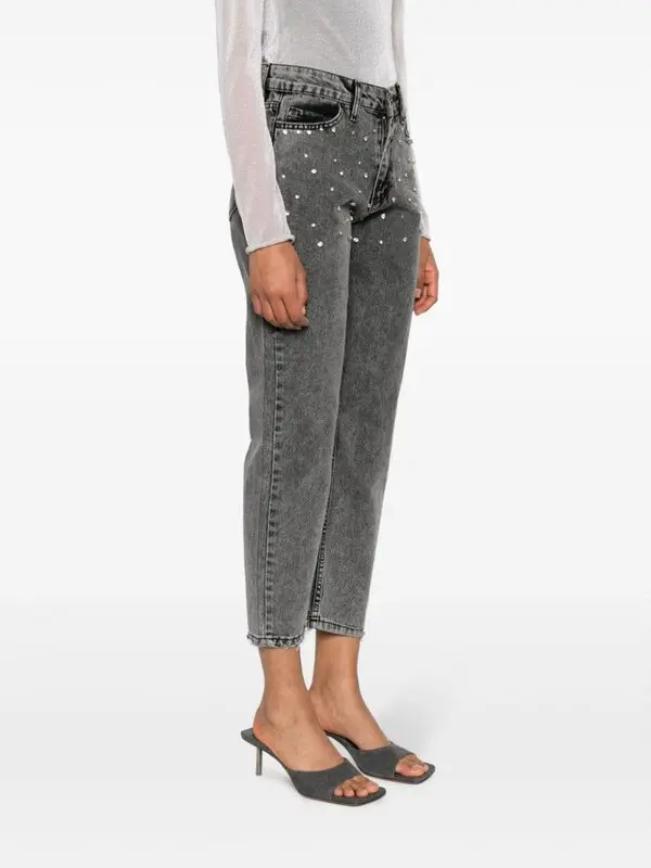 ANA RADU Crystal-embellished Cropped Jeans - Grey