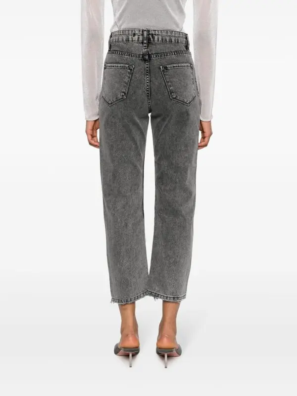 ANA RADU Crystal-embellished Cropped Jeans - Grey