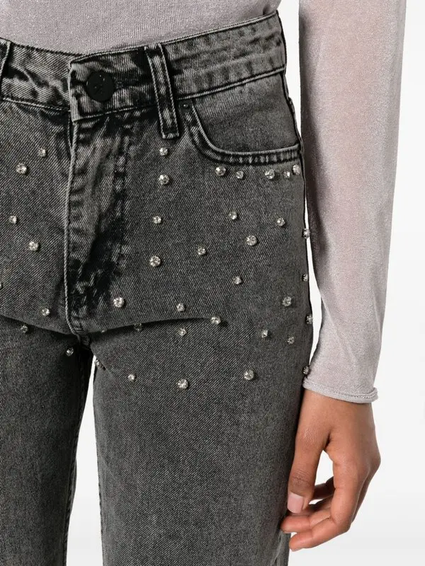 ANA RADU Crystal-embellished Cropped Jeans - Grey