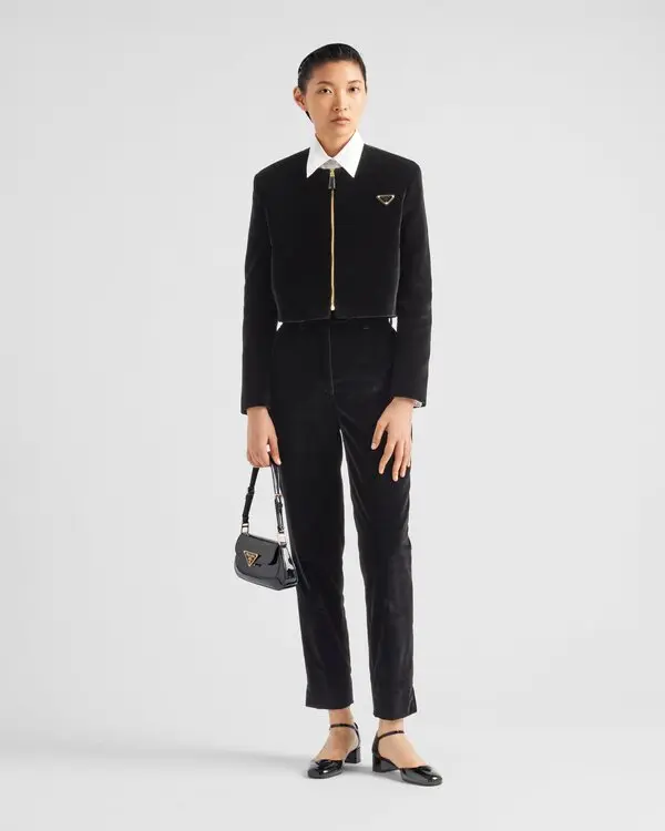 Prada Velvet Straight Pants - Black | Editorialist