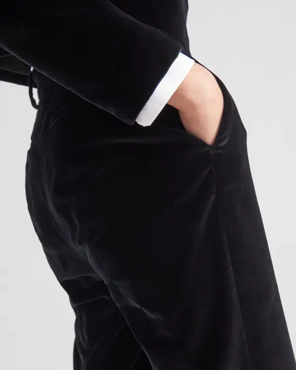 Prada Velvet Straight Pants - Black | Editorialist