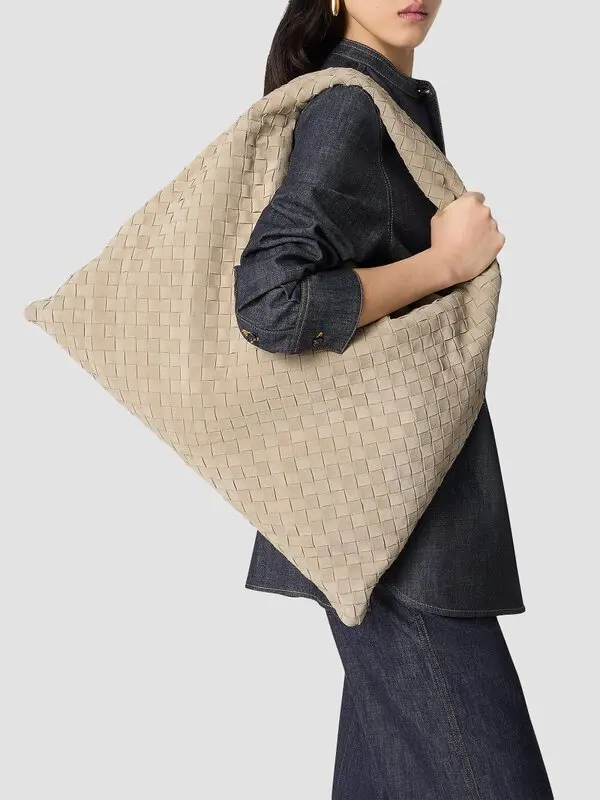 Bottega Veneta Hop Intrecciato Hobo Bag - Ecru
