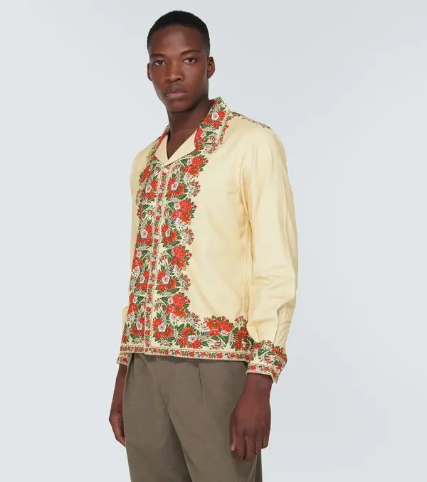 Bode Winter Bouquet Cotton Shirt In Beige - 20% Off | Editorialist
