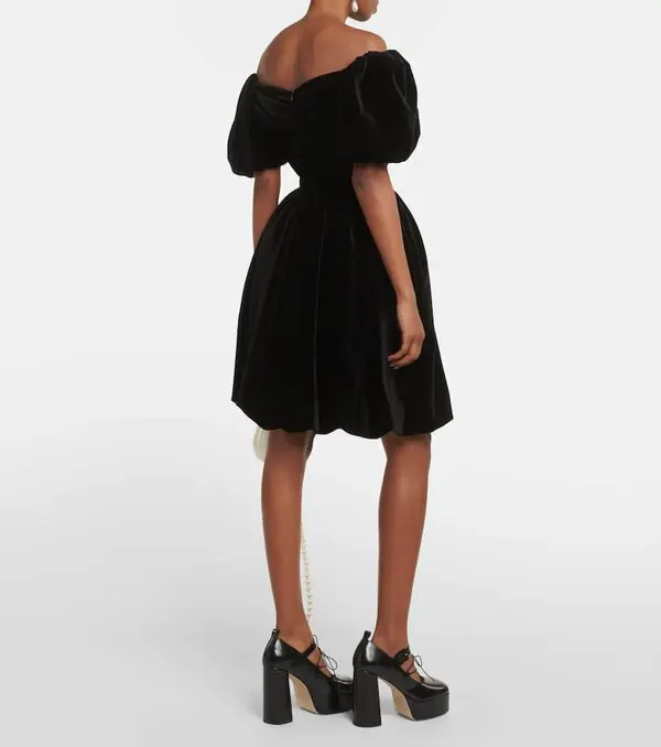 Simone Rocha Off-shoulder Velvet Mini Dress