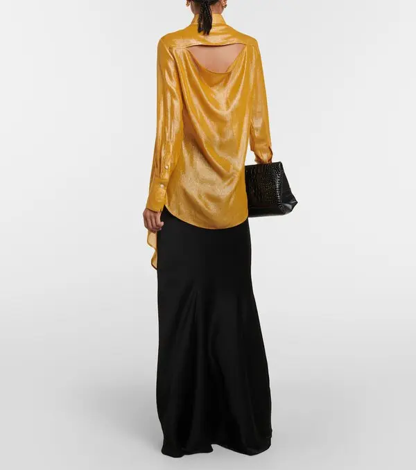 Victoria Beckham Draped Tie-neck Lamé Blouse