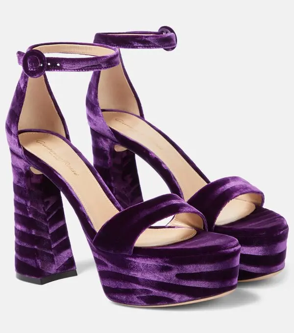 GIANVITO ROSSI Holly Velvet Platform Sandals