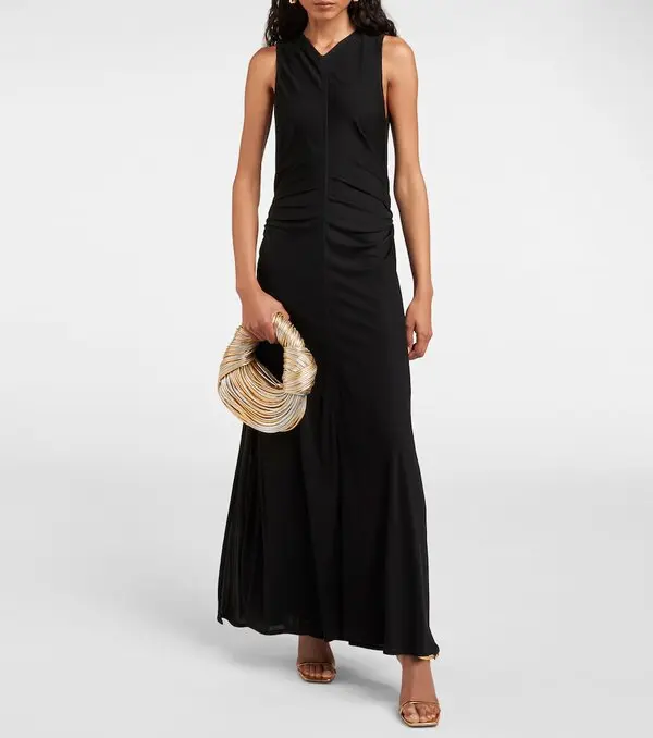 Bottega Veneta Knot Jersey Maxi Dress In Black | Editorialist