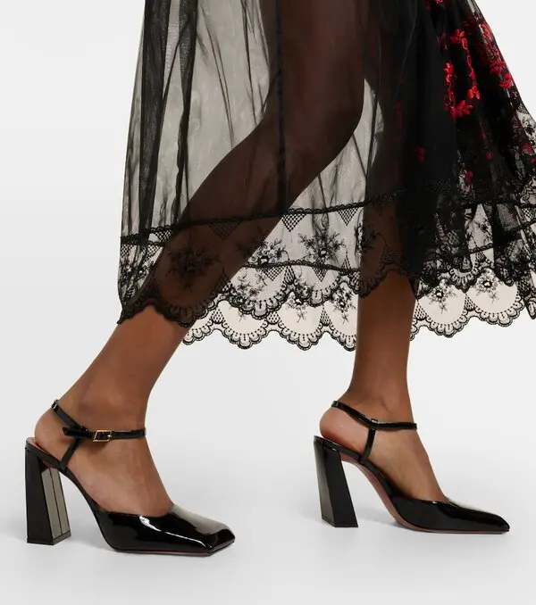 Amina Muaddi Charlotte 95 Patent Leather Pumps - Black