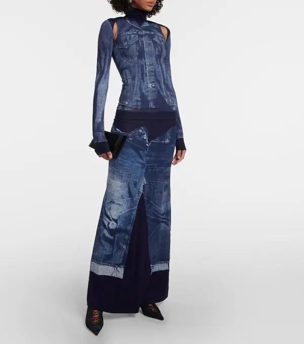 jean paul gaultier tattoo collection printed maxi dress Jean Paul Gaultier