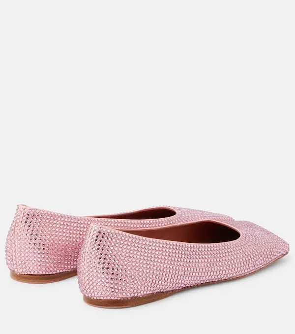 Amina Muaddi Ane Embellished Ballet Flats - Pink