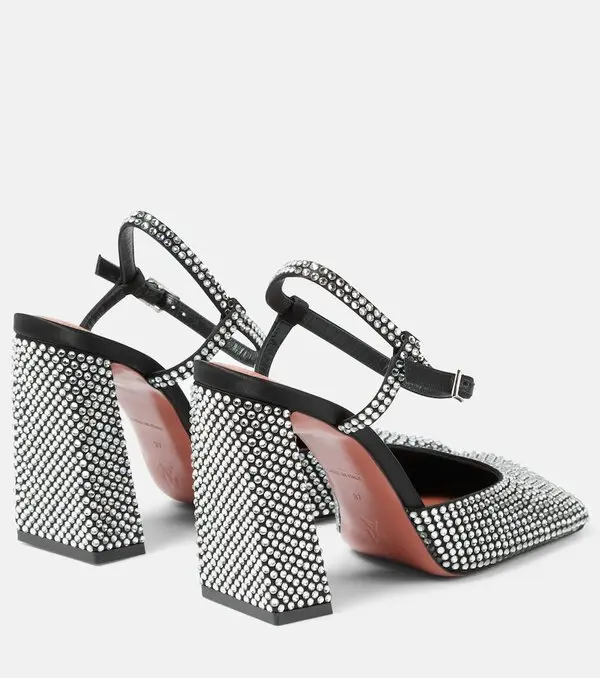 Amina Muaddi Charlotte 95 Embellished Pumps - Black