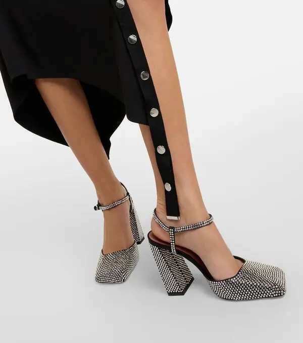 Amina Muaddi Charlotte 95 Embellished Pumps - Black