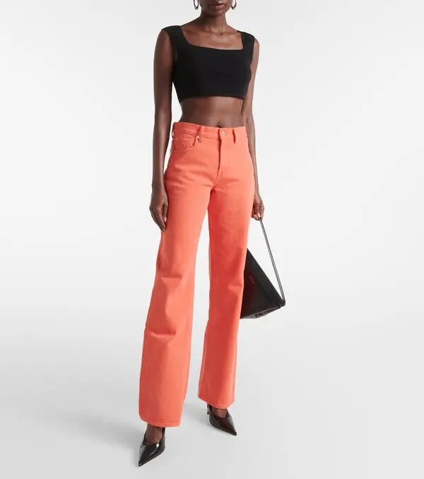7 For All Mankind Tess High-rise Straight Jeans - Red