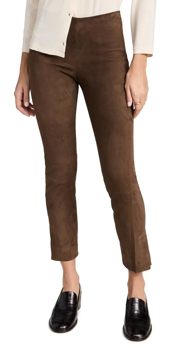 Vince Stretch Suede Split Hem Crop Leggings