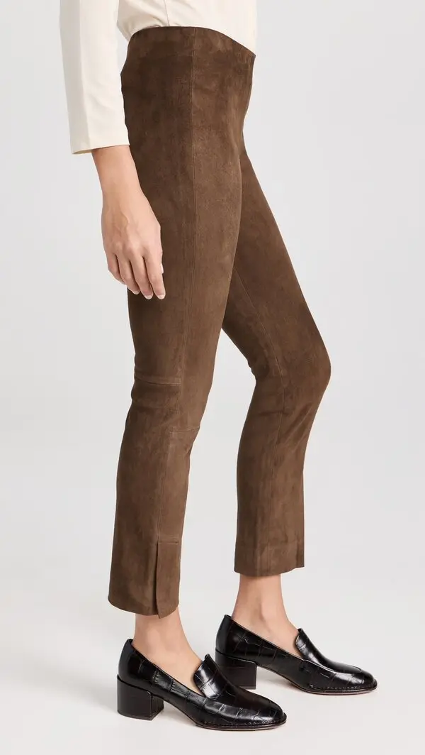 Vince Stretch Suede Split Hem Crop Leggings